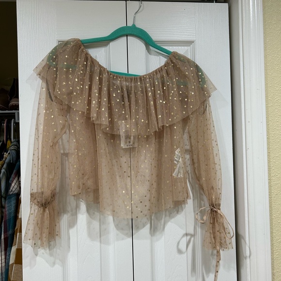 Forever 21 | Tops | Gold Sheer F2 Top | Poshmark